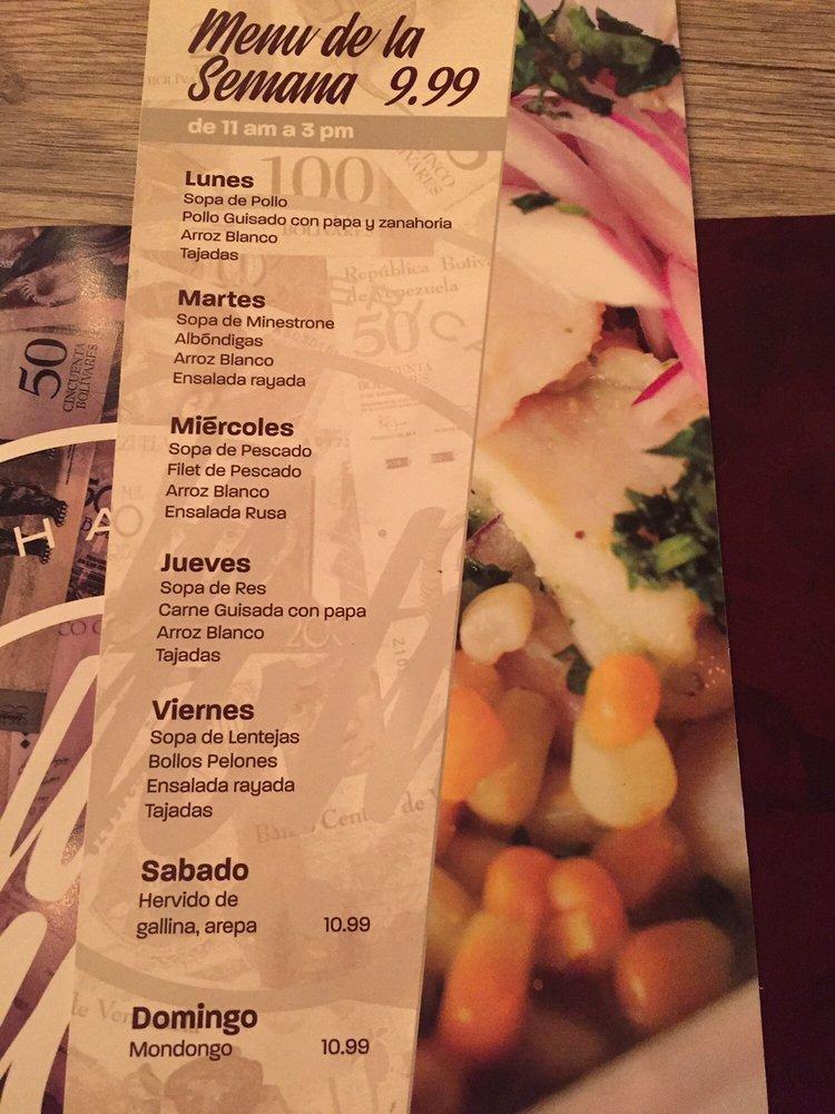 Carta del restaurante LA VINOTINTO, Myrtle Beach