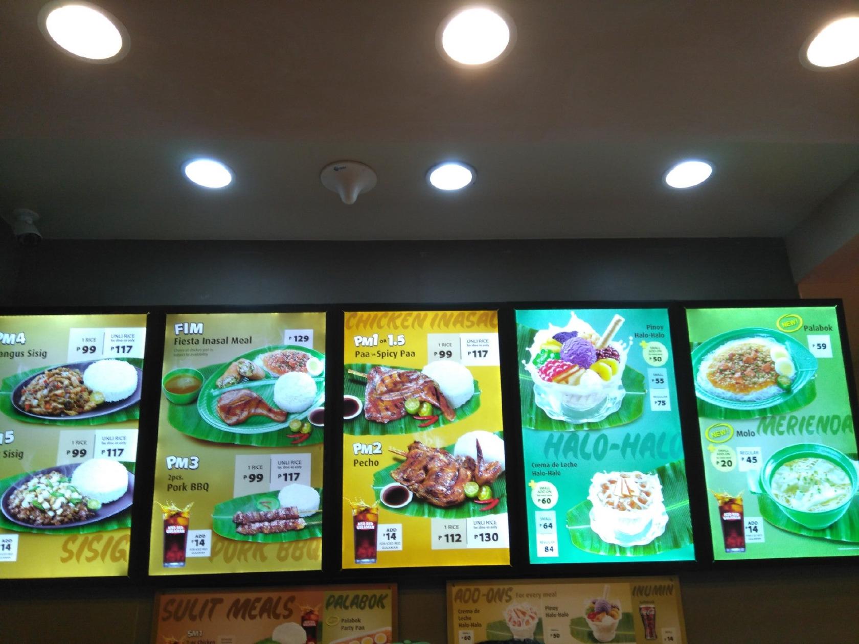 Menu at Mang Inasal restaurant, Biñan, 83J2+835