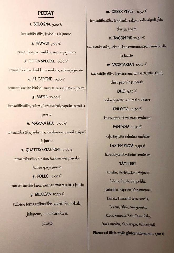 Menu at Rantamaja Isabella restaurant, Finland