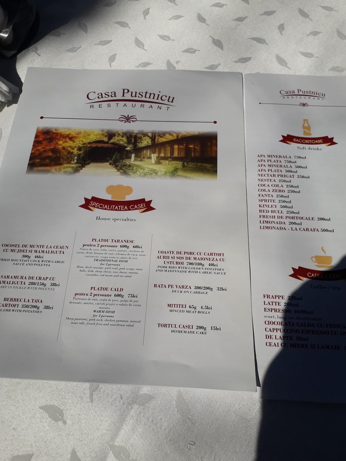 Menu at Restaurant Casa Pustnicu, Brănești, Padurea Pustnicu