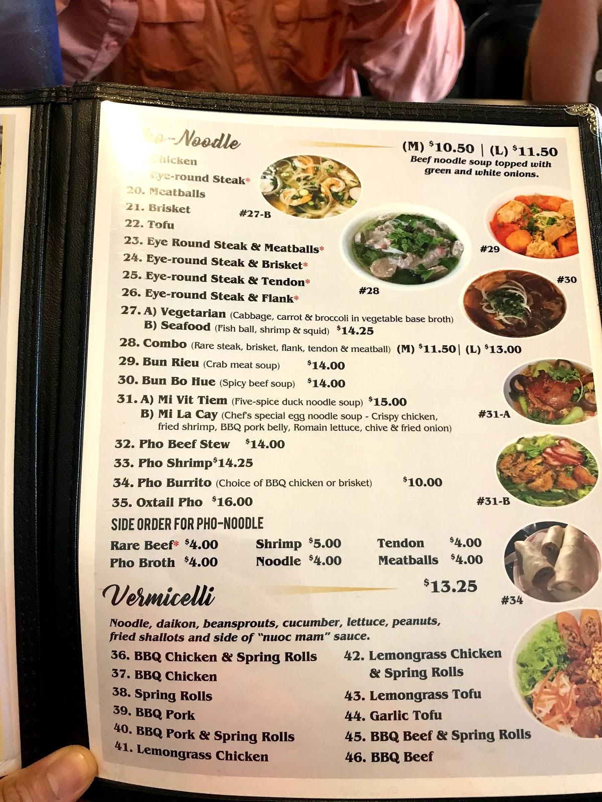Menu at Pho Time restaurant, Aiea
