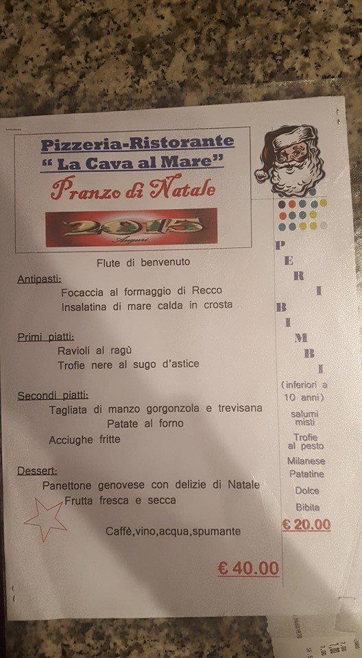 Menu at La Cava pizzeria, Rapallo