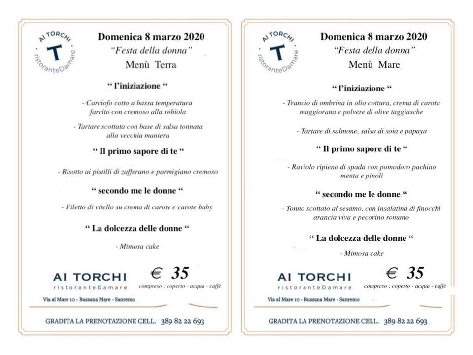 Menu at Ristorante Ai Torchi, Bussana