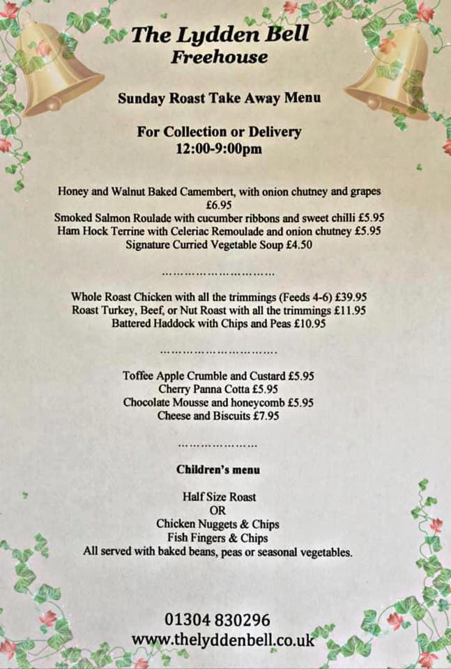 Menu at The Lydden Bell pub & bar, Dover