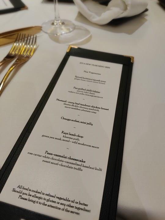 Menu at Ziya Restaurant, Mumbai, The Oberoi