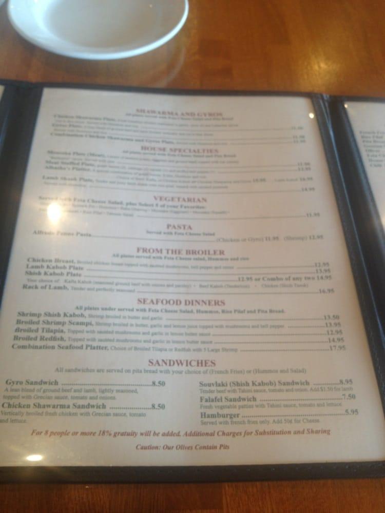 Menu at Albasha Greek & Lebanese Restaurant, Covington
