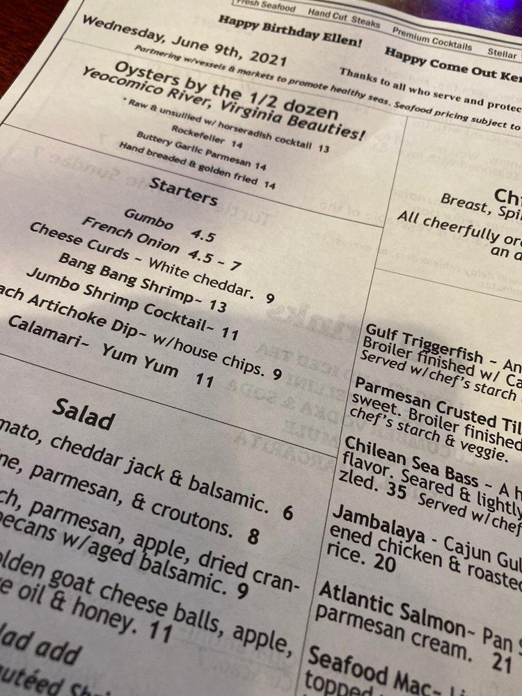 Menu at Beach House steakhouse, Decatur, 1001 S Lake Front Rd