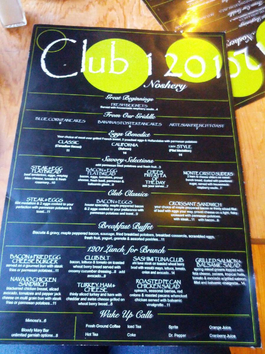 Menu at Club 1201 Restaurant & Event Venue, Joplin, E 32nd St