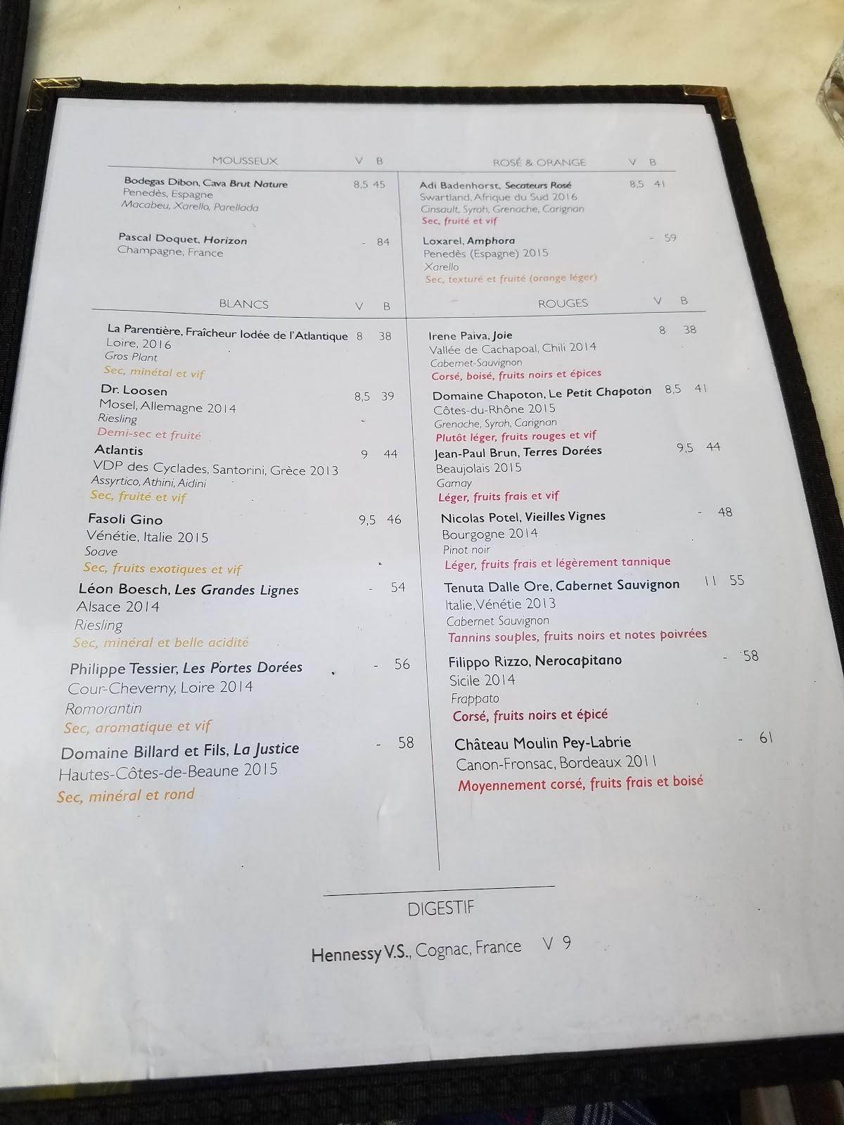Menu at Gaja Restaurant, Montreal