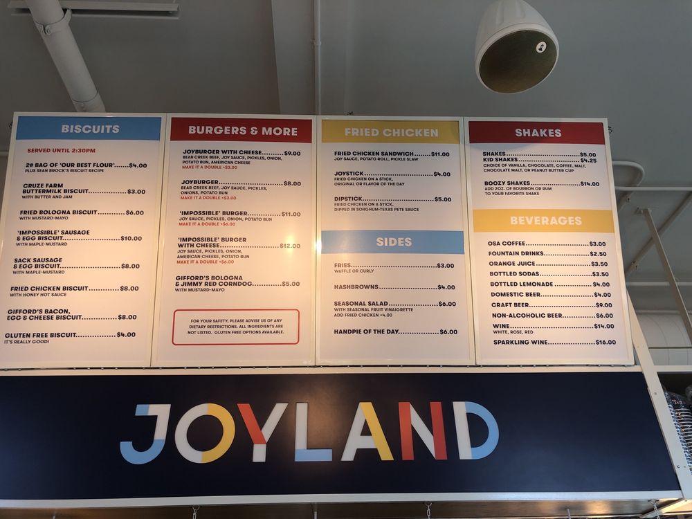 Menu at Joyland Restaurant, Nashville