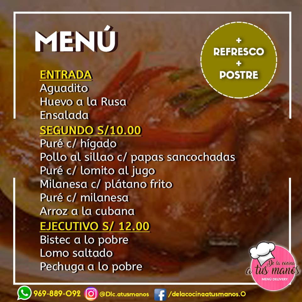 Menu at Menú delivery - De la cocina a tus manos restaurant, Magdalena ...