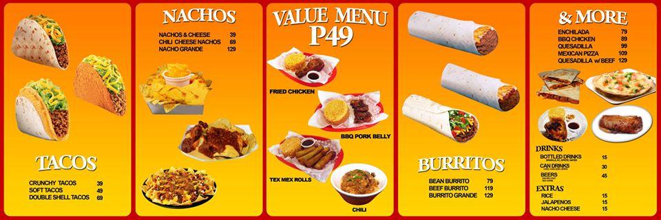Menu at Tito Bob's Tacos restaurant, Dinalupihan