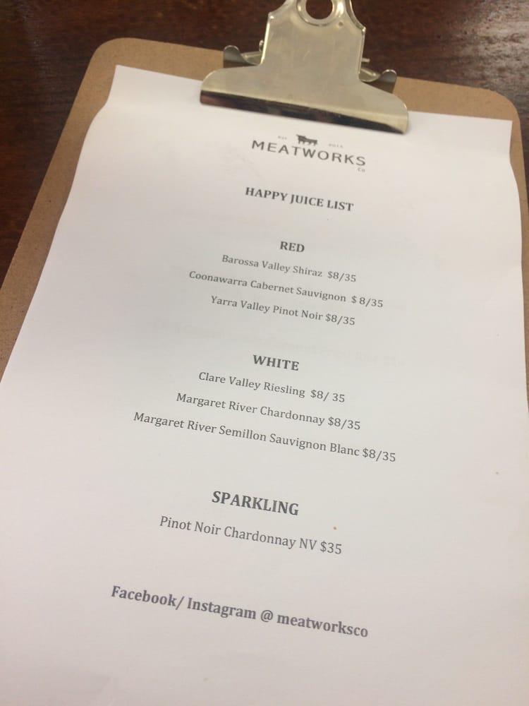 Menu at Meatworksco pub & bar, South Melbourne