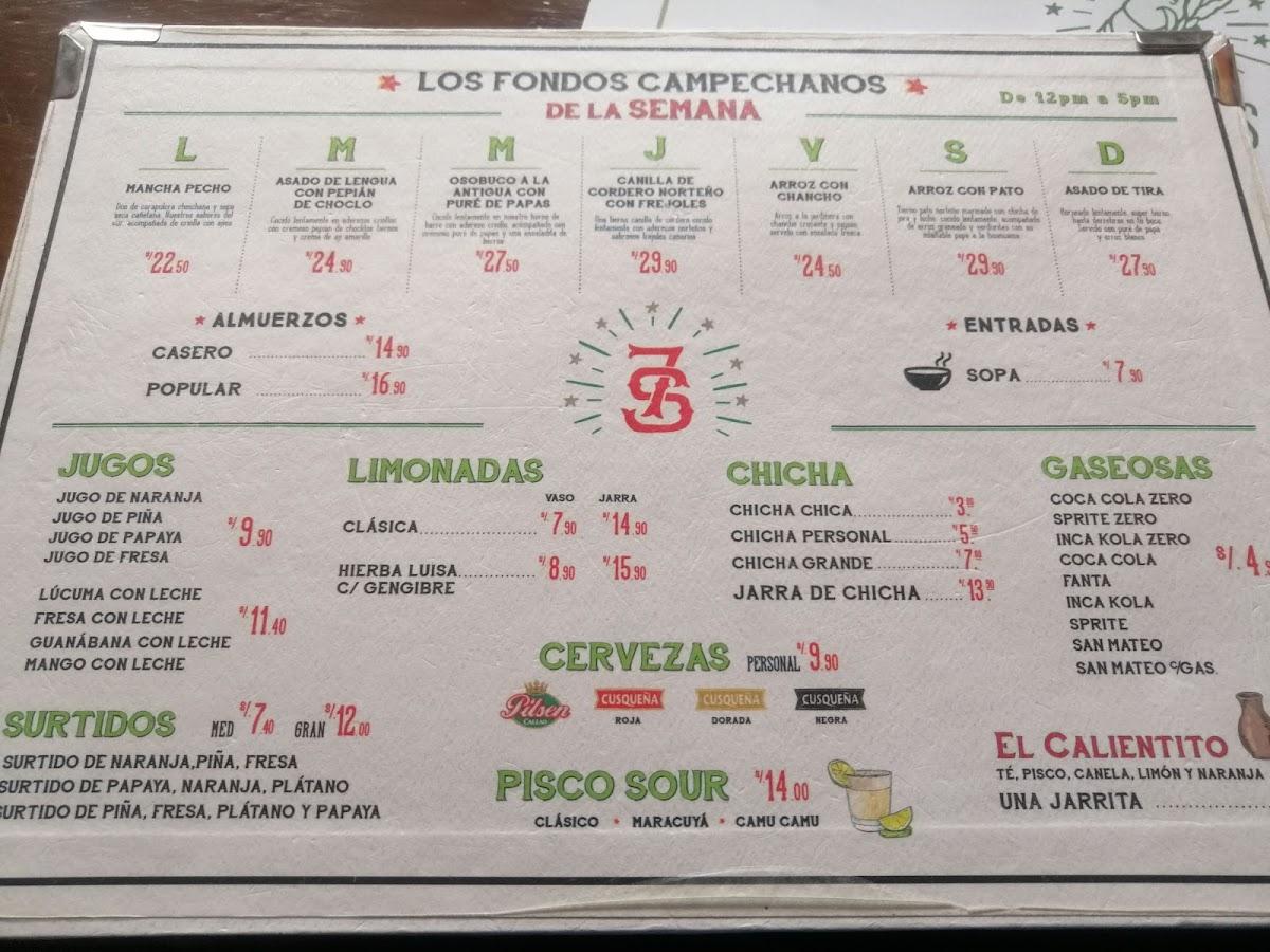 Carta del restaurante Siete Sopas Lince, Lince, Av. Arequipa 2394
