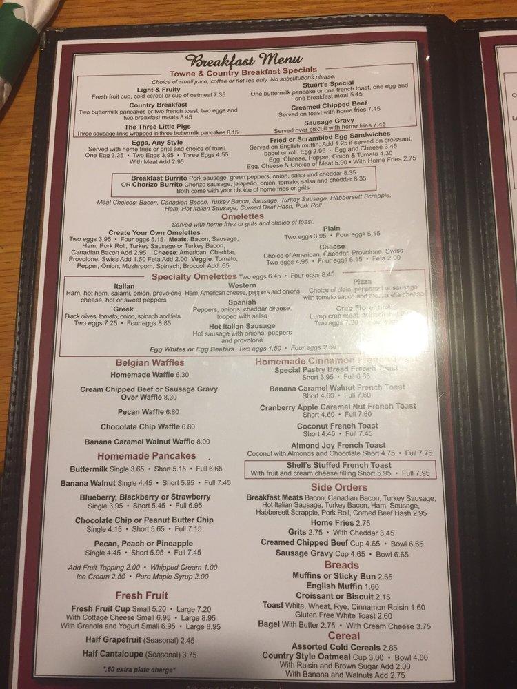 Menu at Towne & Country Cafe, Aston, Concord Rd