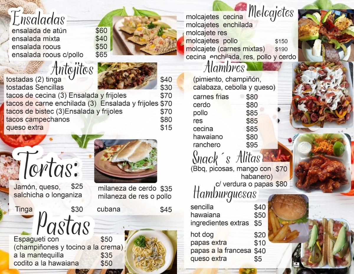 Menu at El Jacalito restaurant, Tlaltizapán