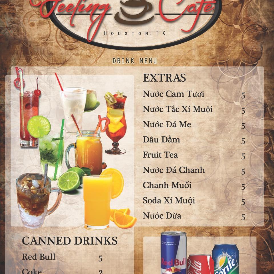 Menu at Feeling Cafe, Houston, Bellaire Blvd