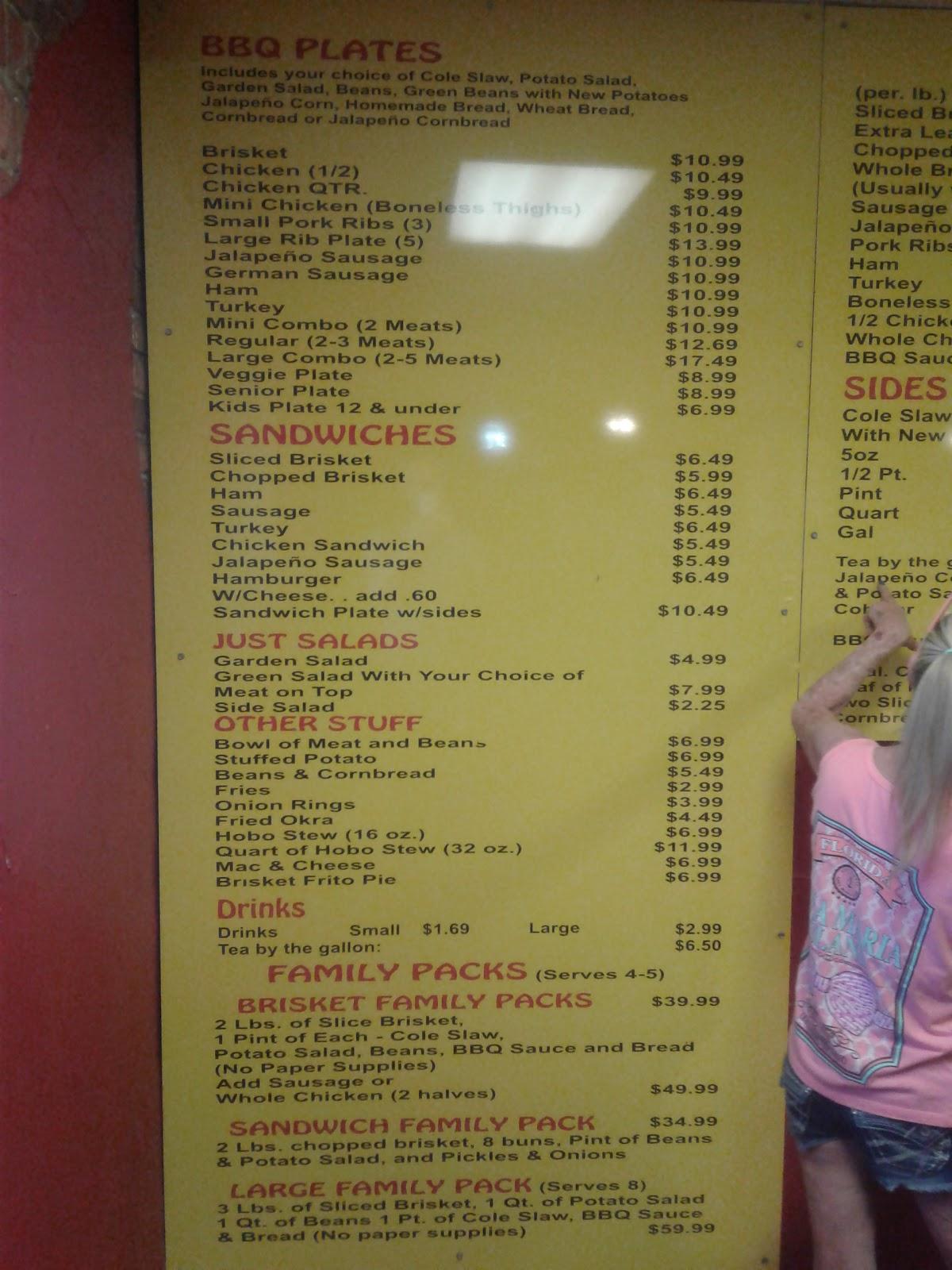 Menu at Sharon's Barbeque & Catering, Abilene