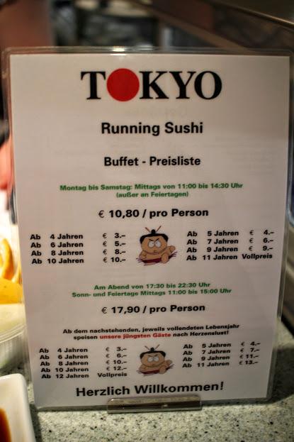 Speisekarte von Tokyo Running Sushi restaurant, Bregenz