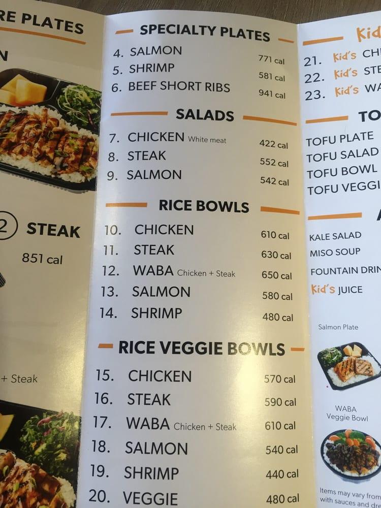 Menu at WaBa Grill fast food, Ventura, Telephone Rd Ste 1a