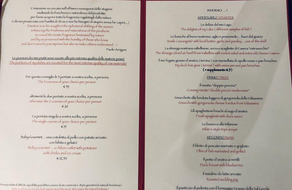 Menu da Antica Trattoria del Risorgimento ristorante, Azzano