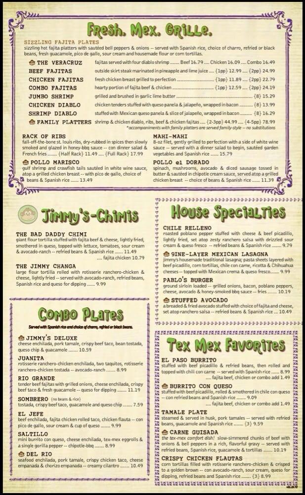 Menu at Jimmy Changas {League City} restaurant, League City, S Gulf Fwy S