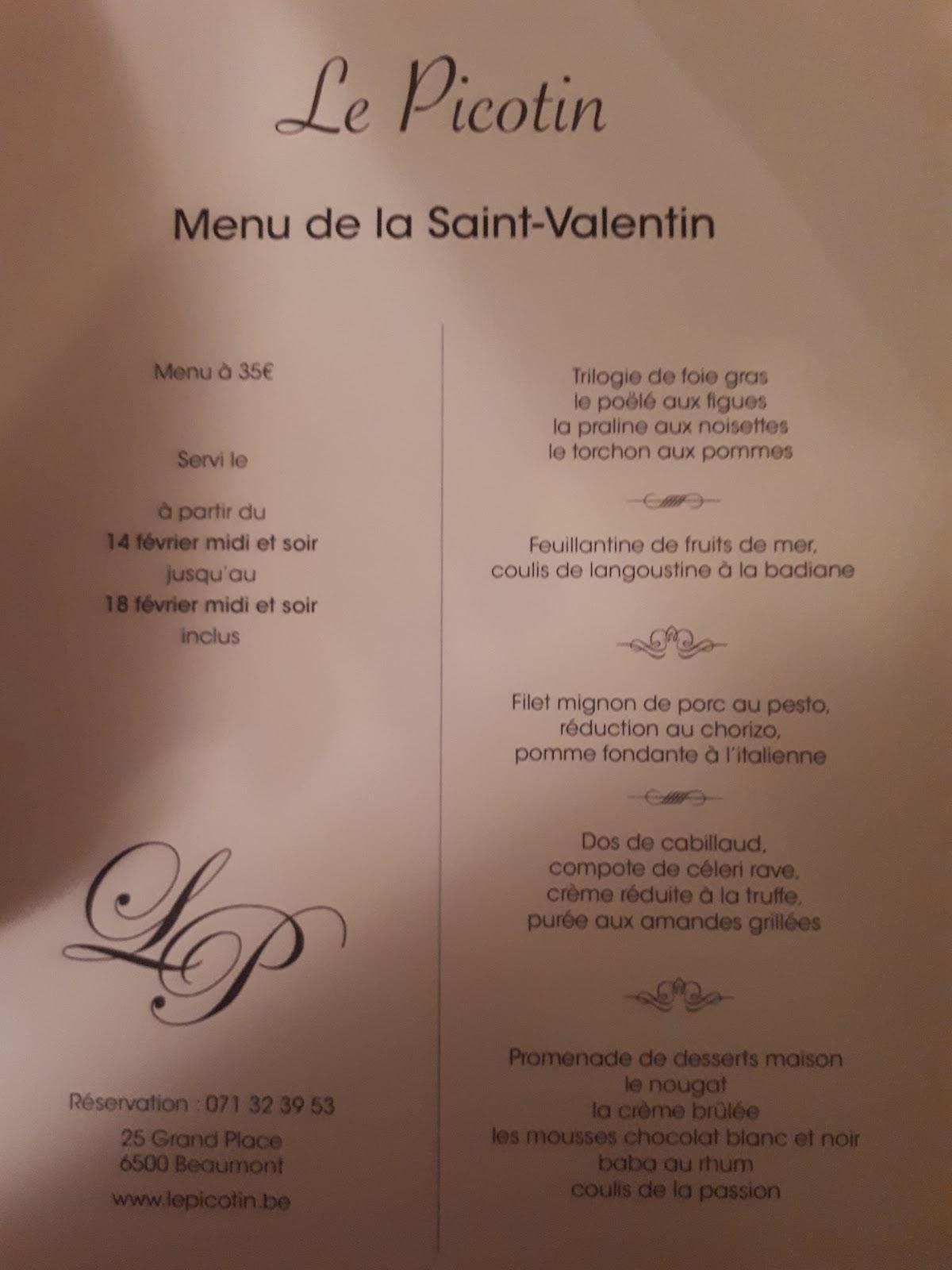 Menu au Le Picotin, Beaumont