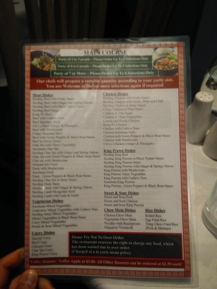 Menu at Ruby restaurant, Royal Leamington Spa