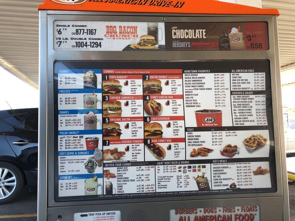 Menu at A&W All-American Food fast food, Aztec