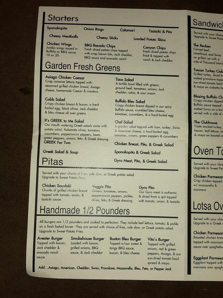 Menu at Savory Restaurant, Largo
