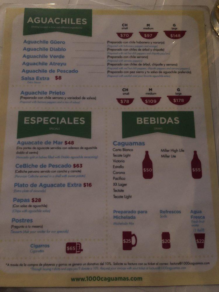 Carta del restaurante 1000 Caguamas Puerto Vallarta, Puerto Vallarta