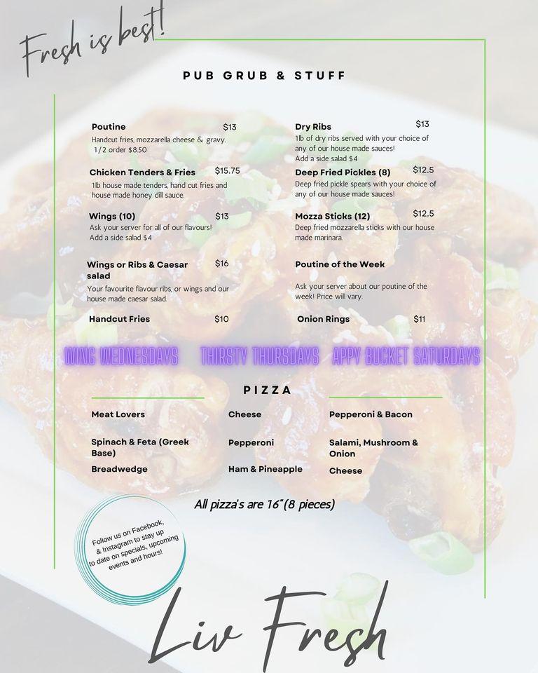 Menu at Liv Fresh Eatery & Catering restaurant, Southey