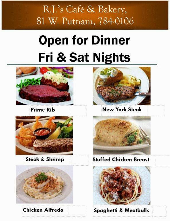 Menu at R J's Cafe & Bakery, Porterville