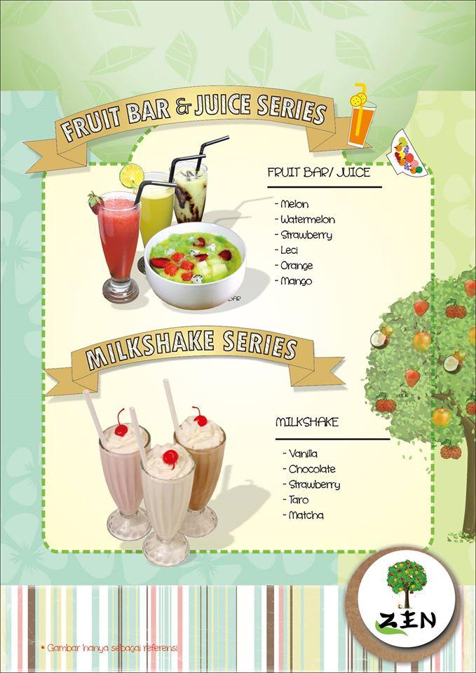 Menu at Zen bubble tea cafeteria, Caturtunggal