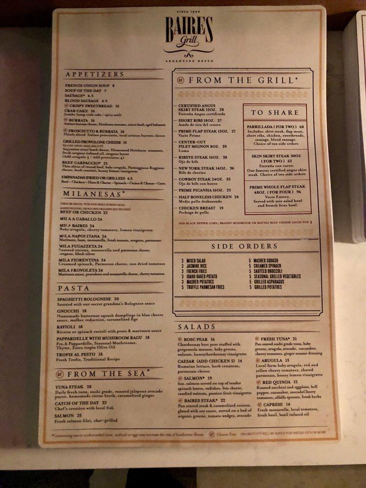Menu at Baires Grill Weston BBQ, Weston