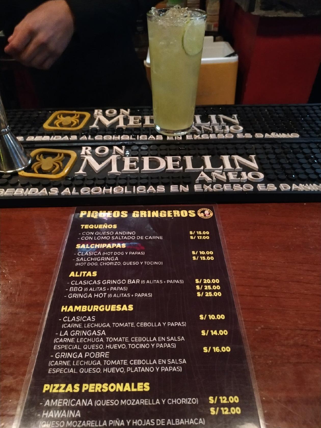 Menu at El Gringo Bar, Barranco District