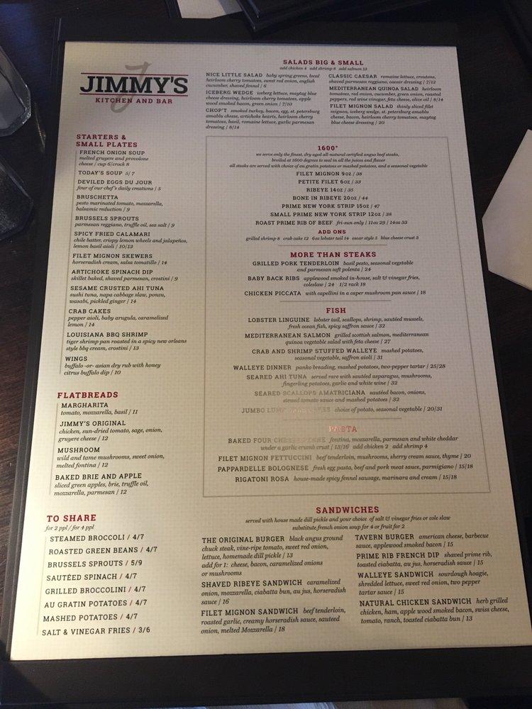 Menu at Jimmy's Kitchen and Bar, Minnetonka