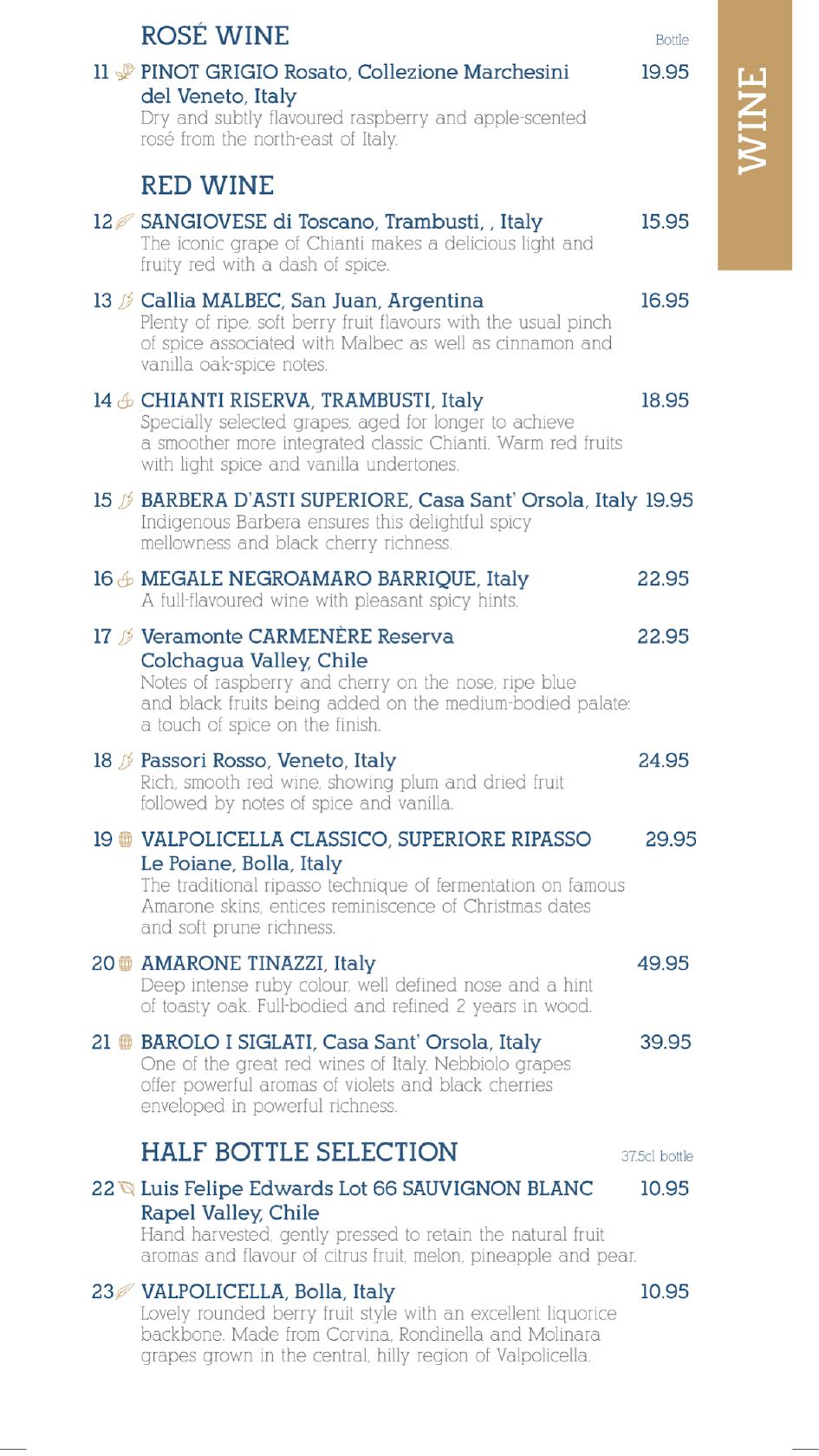 Menu at Prego restaurant, Lanark