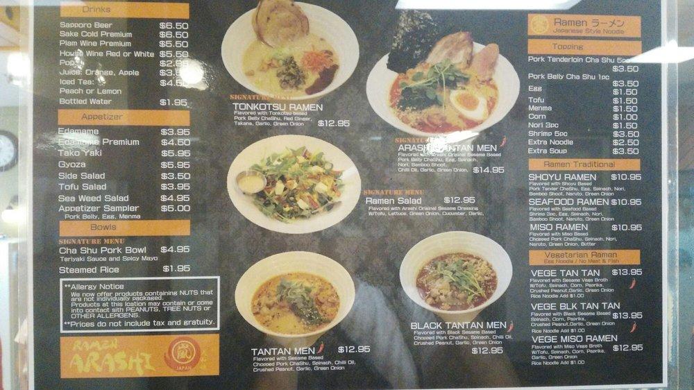 Menu at Ramen Arashi Banff restaurant, Banff