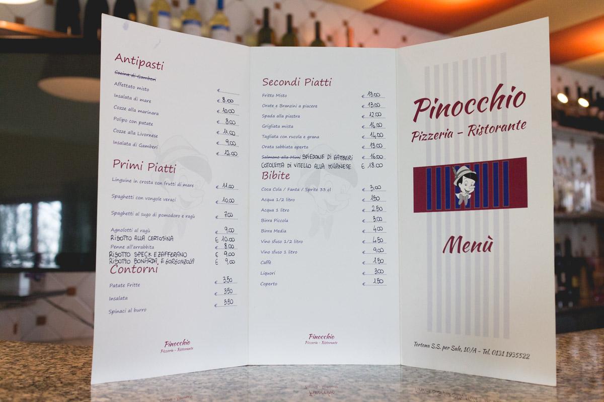 Menu au Ristorante Pizzeria Pinocchio Tortona, Tortone