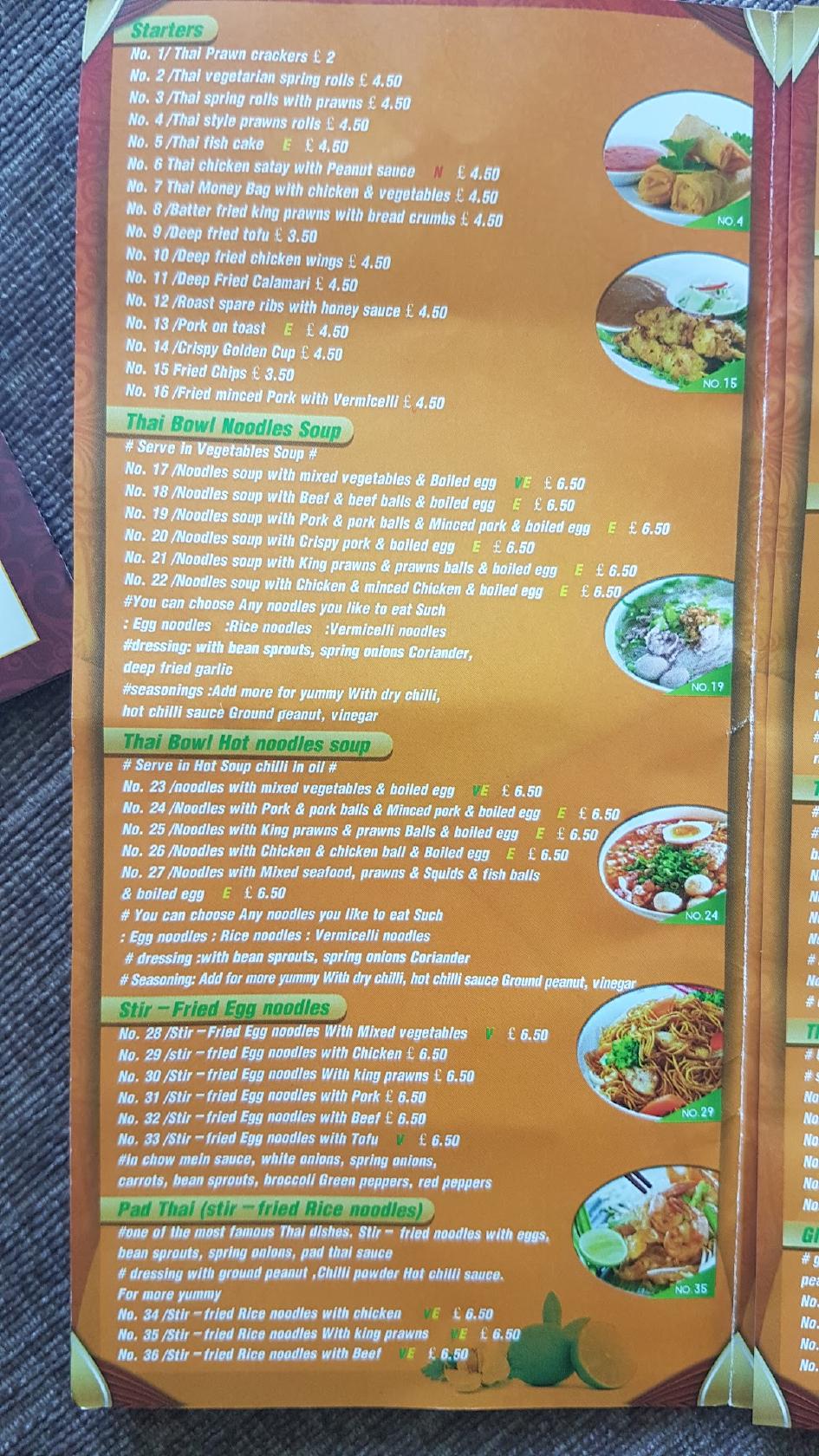 Menu at THAI BOWL restaurant, Plymouth