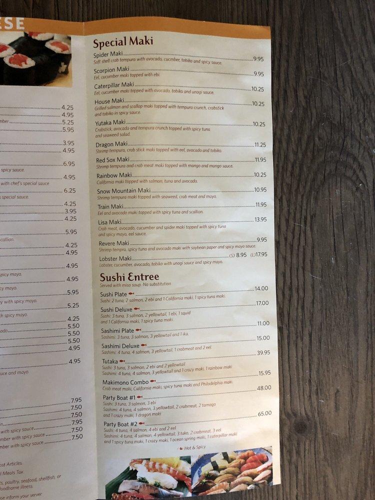 Carta del restaurante Yutaka Buffet, Revere, 339 Squire Rd