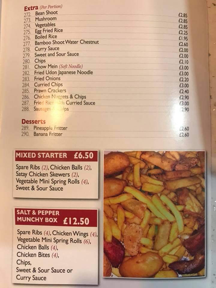 Menu at Chens restaurant, Kincardine