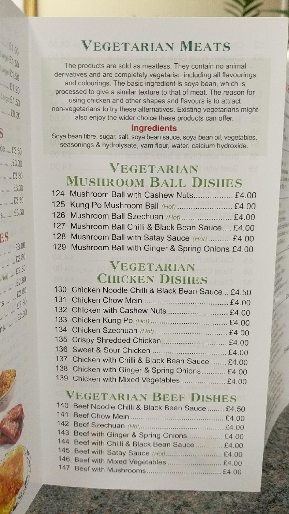 Menu at Golden House fast food, Cardiff, 4 Upper