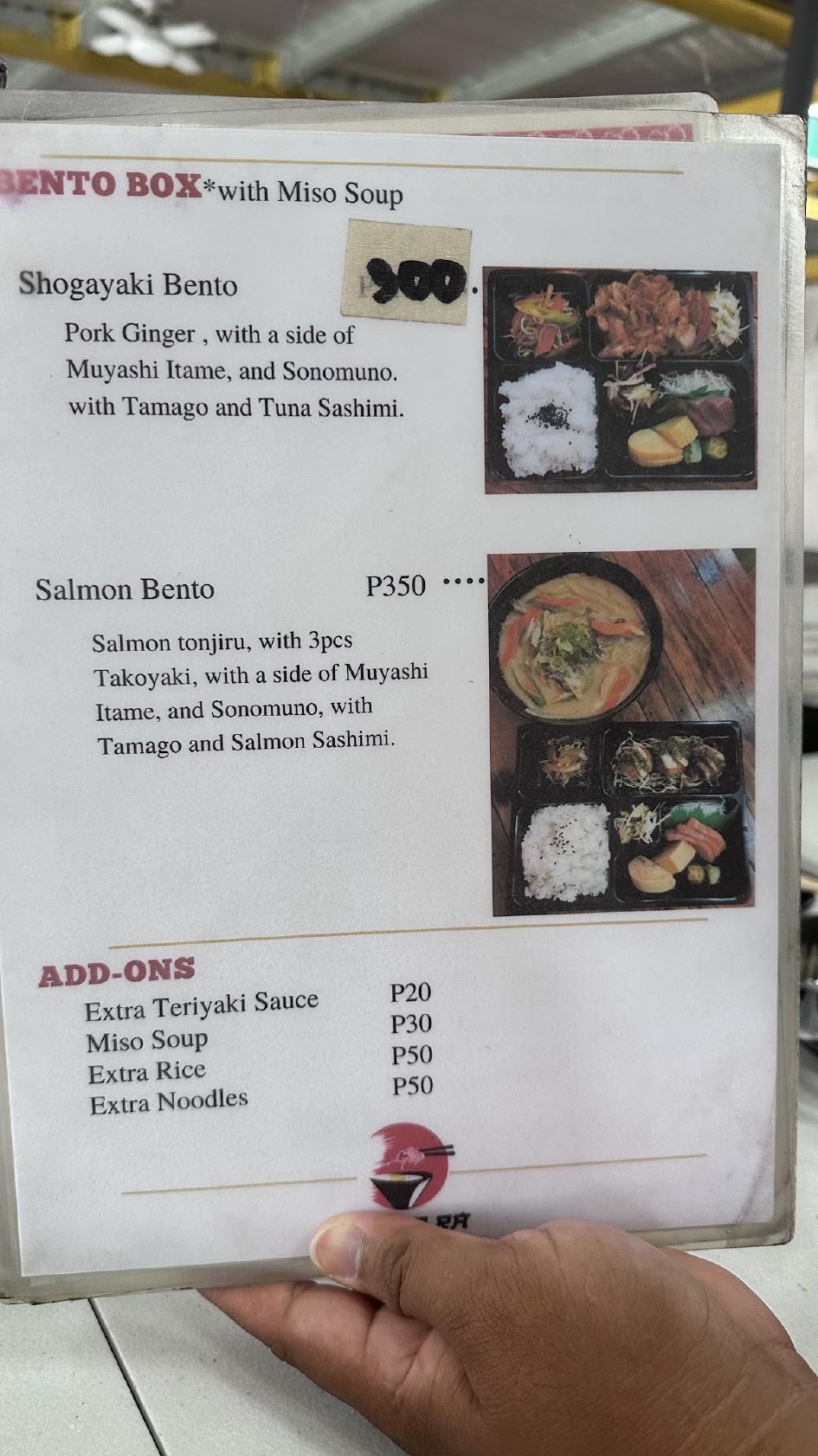 Menu at Ramen Ra restaurant, Makati