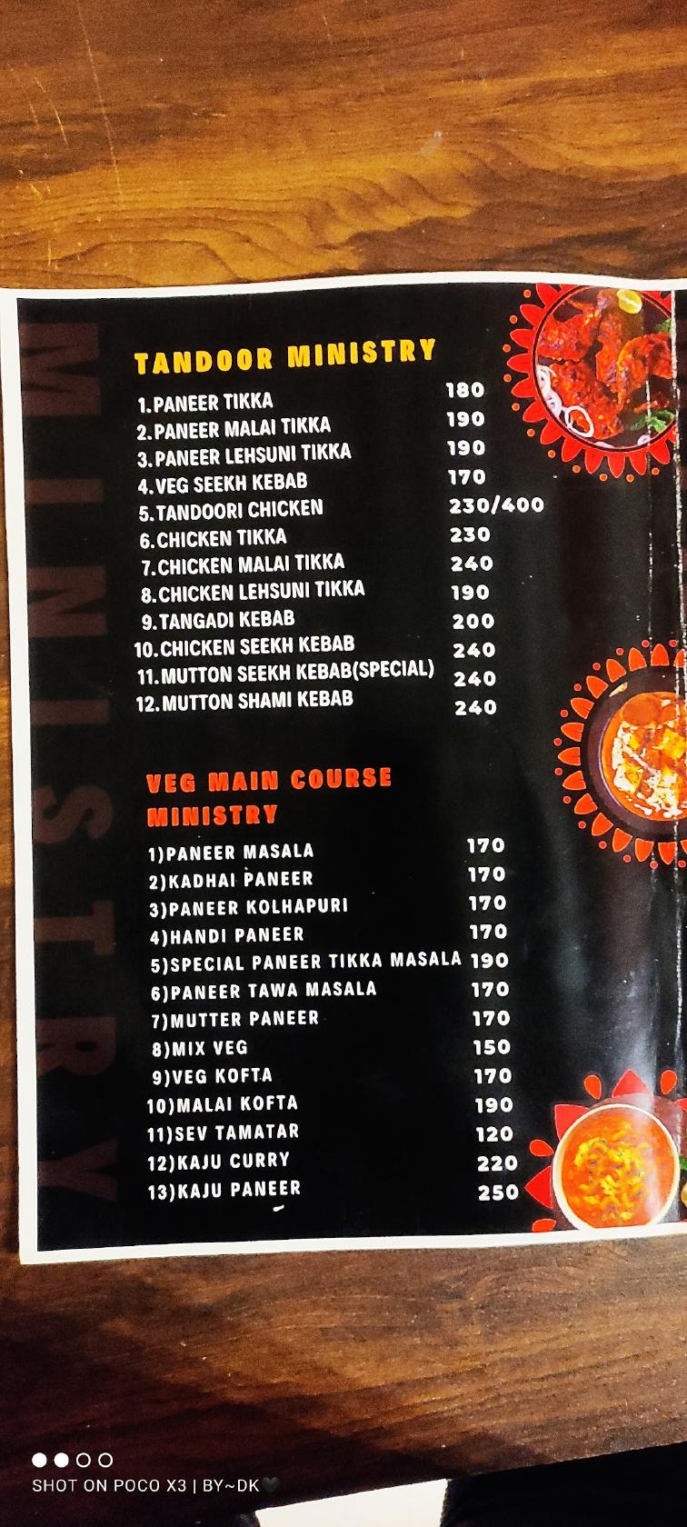 Menu at The Ministry Of Taste, Bhopal