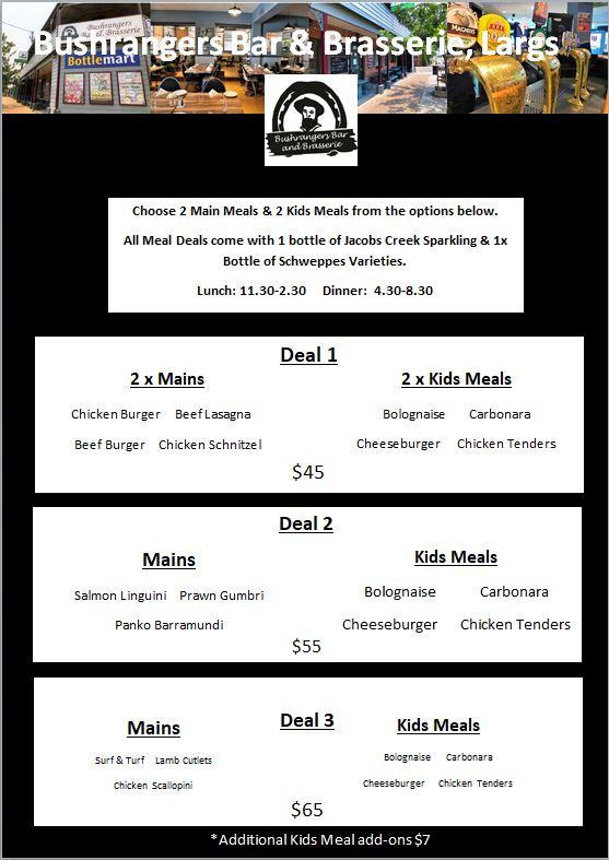 Menu at Bushrangers Bar & Brasserie, Largs
