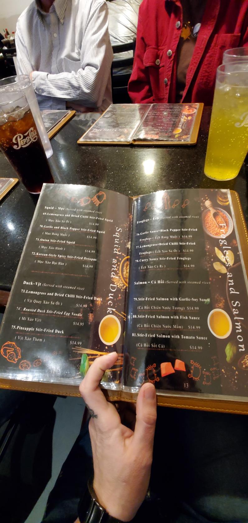 Menu at Hong Yen restaurant, Springfield