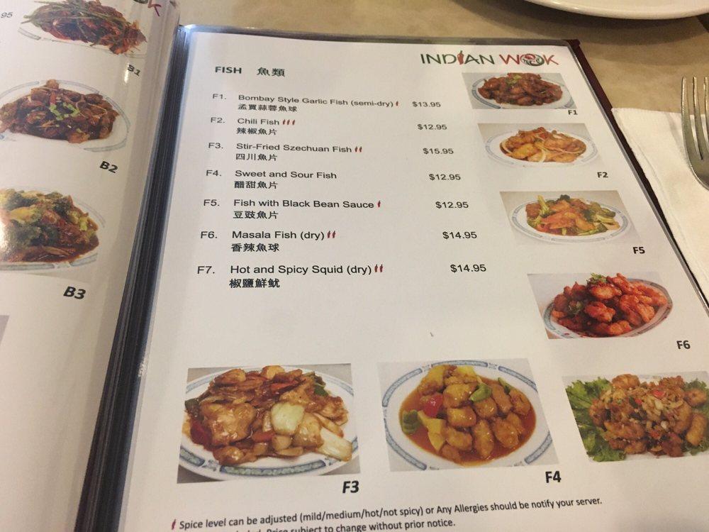 Menu at Indian Wok restaurant, Burnaby