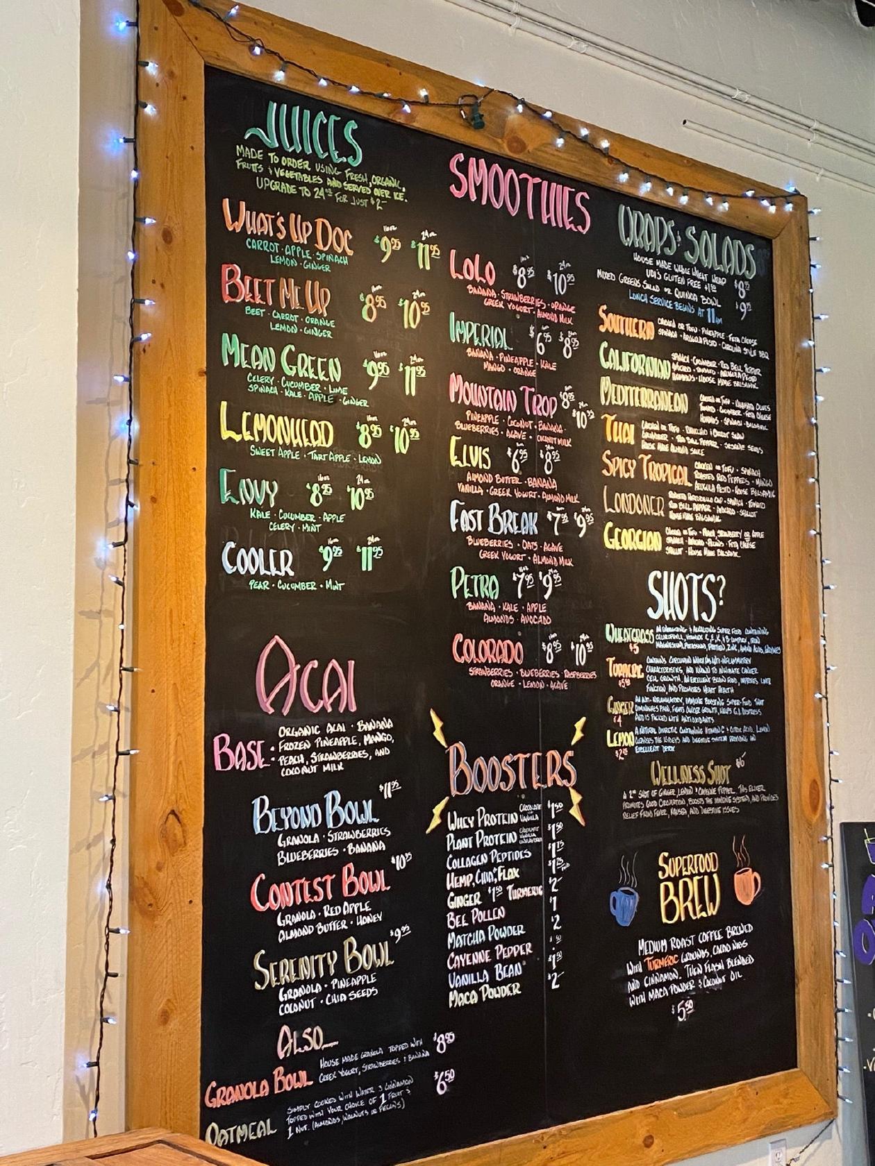 Carta del pub y bar LoLo Juice, Breckenridge